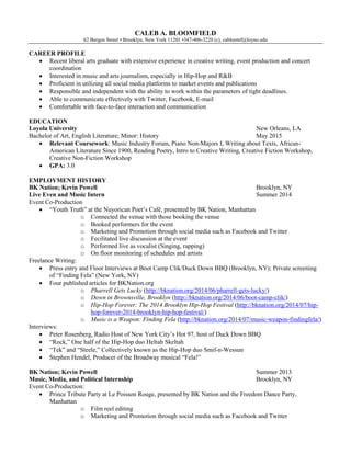 Caleb_resume | PDF | Hip Hop Music | Music