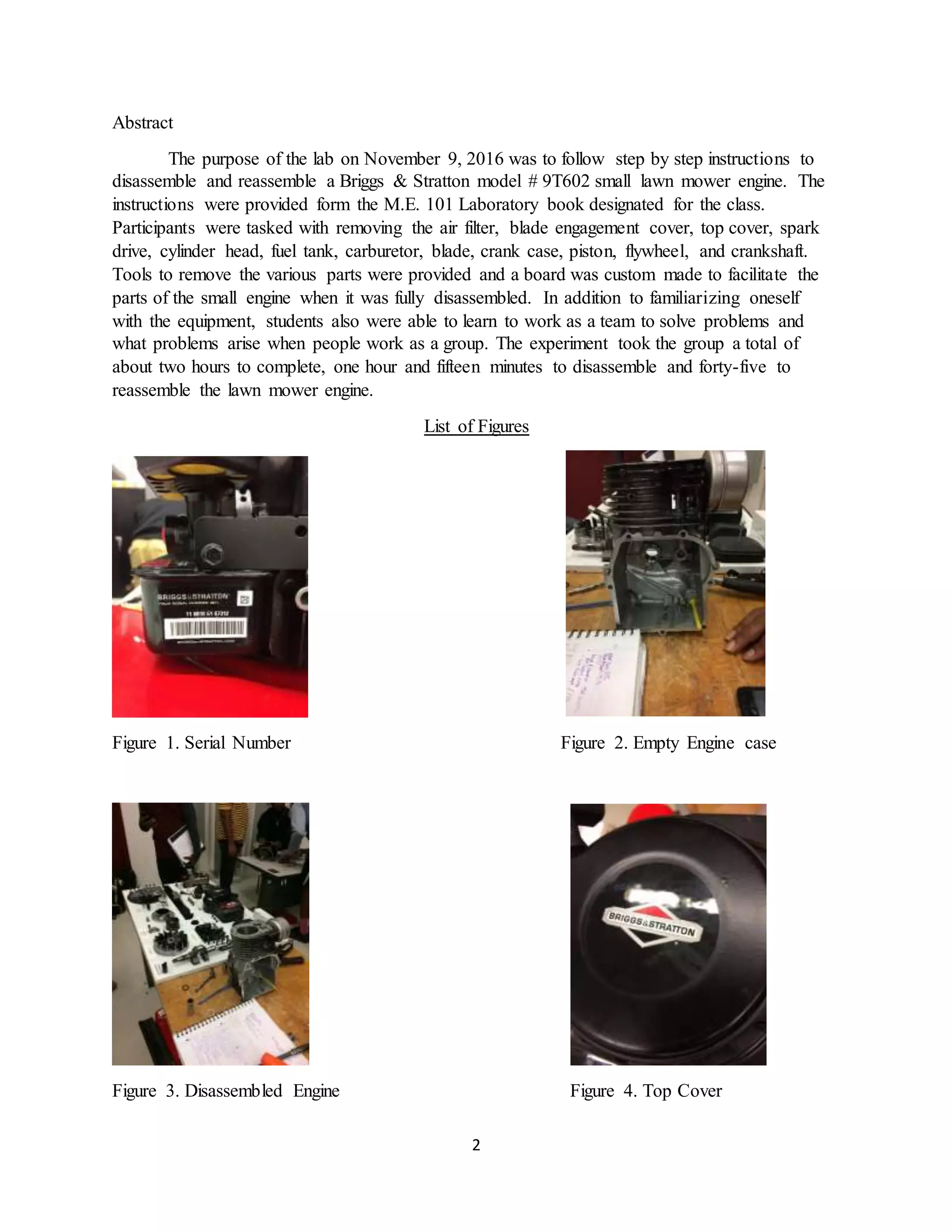 Small Engine Disassembly | DOCX