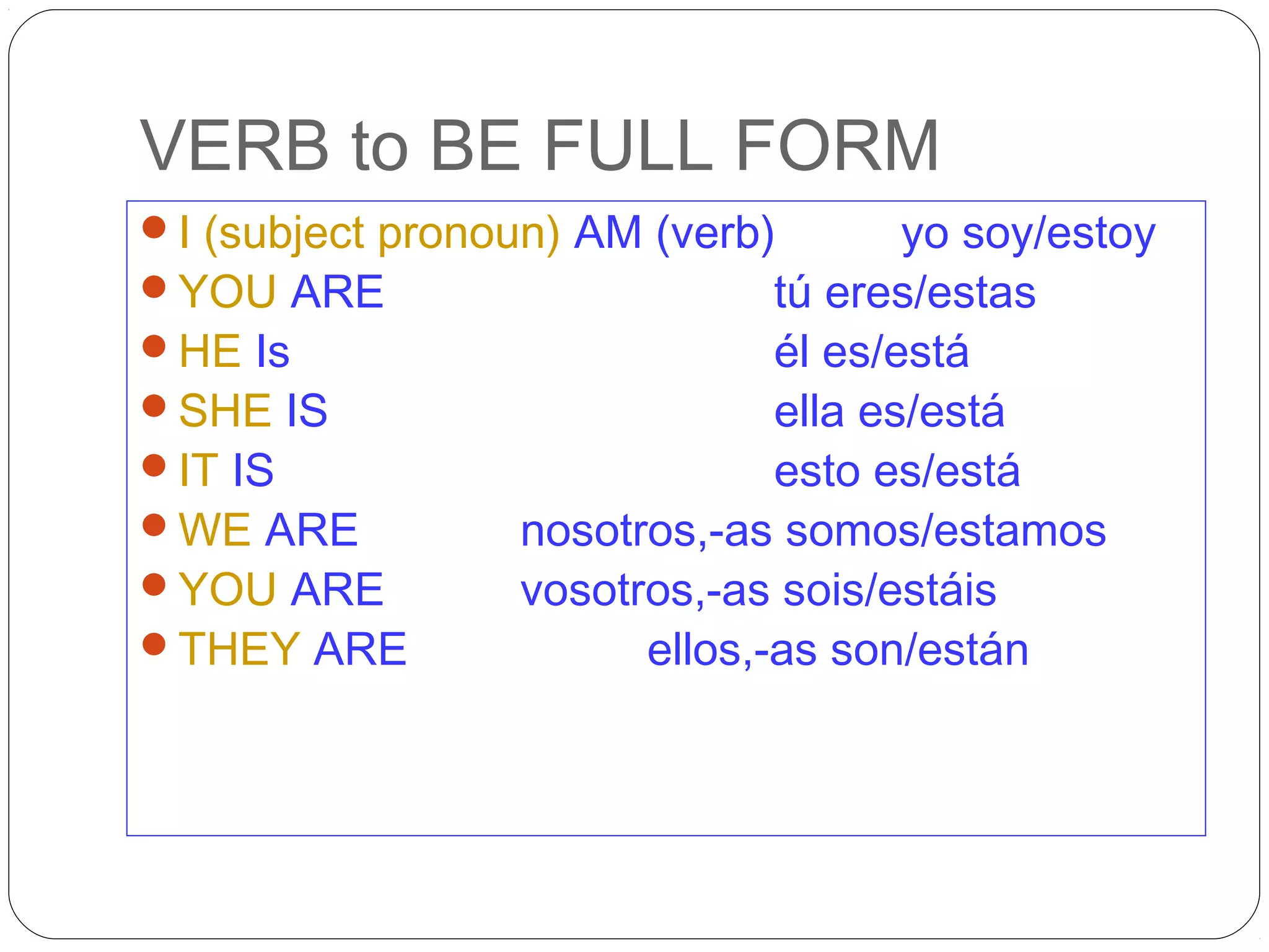 Verb To Be | PPT