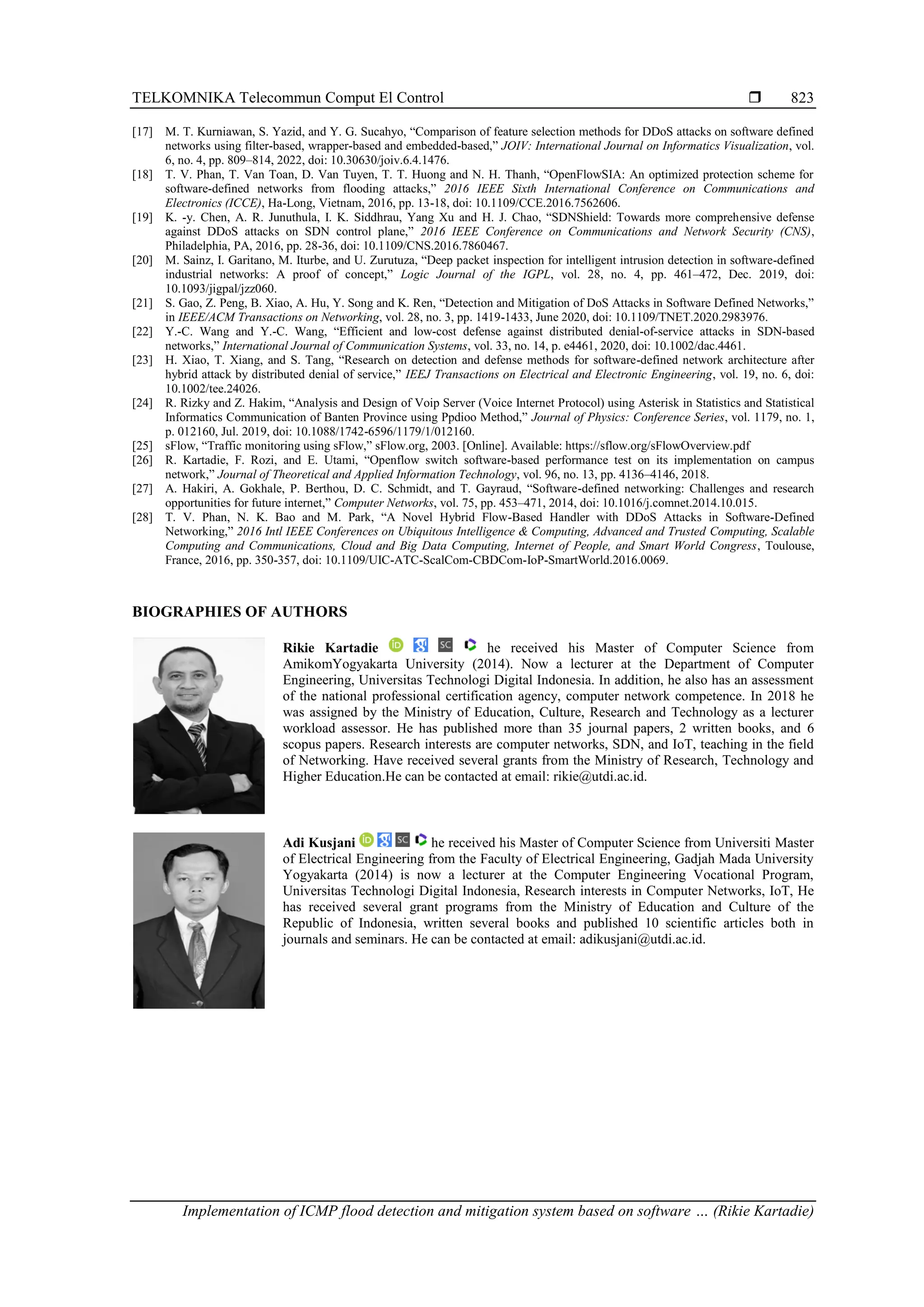 Implementation of ICMP flood detection and mitigation system based on software-defined network ...