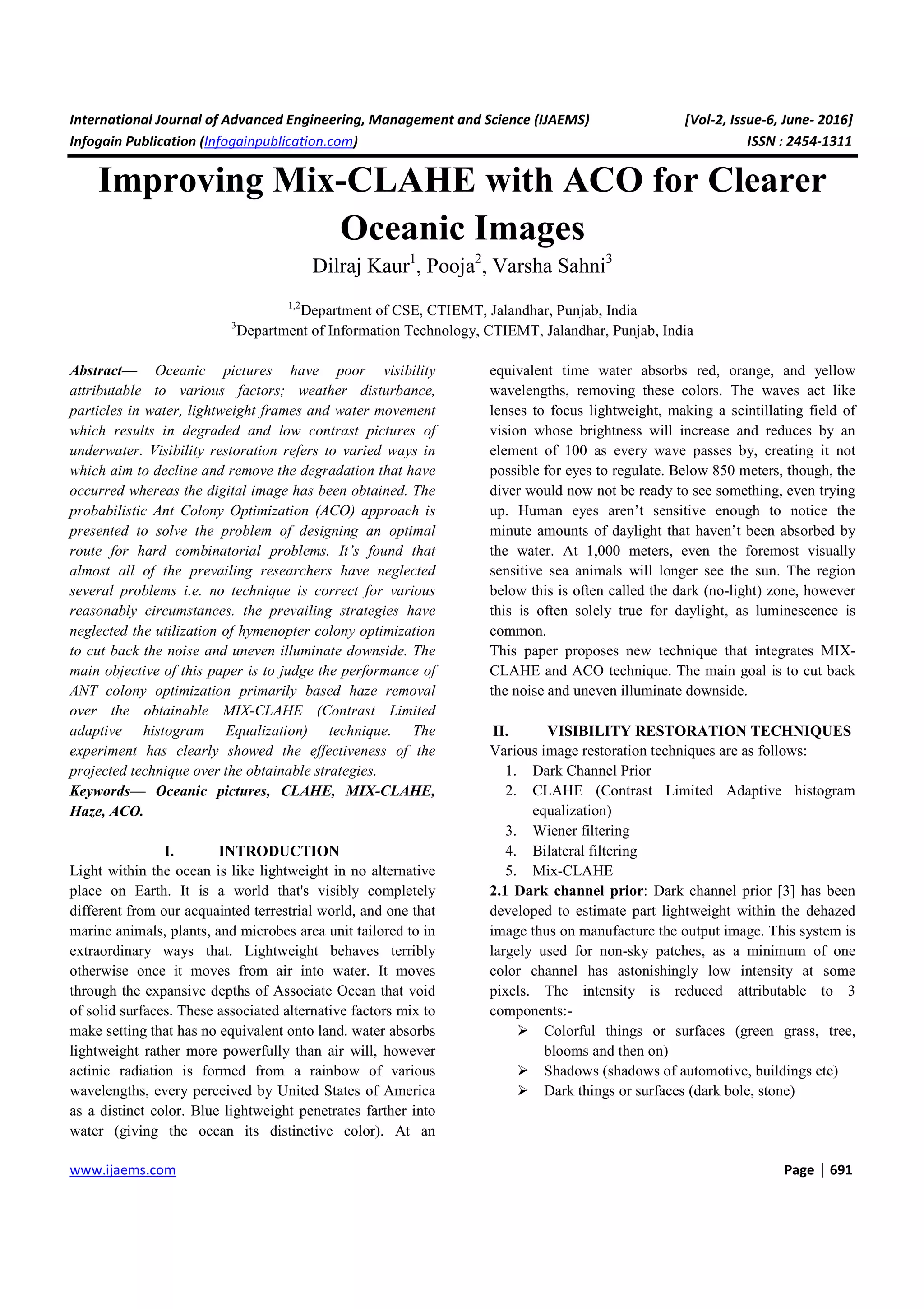improving mix clahe with aco for clearer oceanic images | PDF