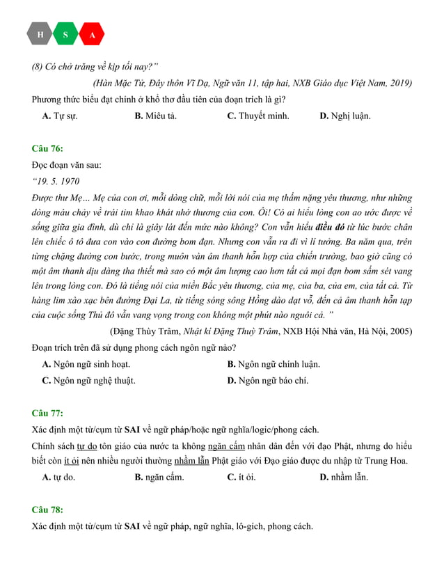 25 ĐỀ LUYỆN THI ĐÁNH GIÁ NĂNG LỰC HSA FORM 2025 - ĐẠI HỌC QUỐC GIA HÀ NỘI - ĐỀ 8 (ĐỀ BÀI + LỜI ...