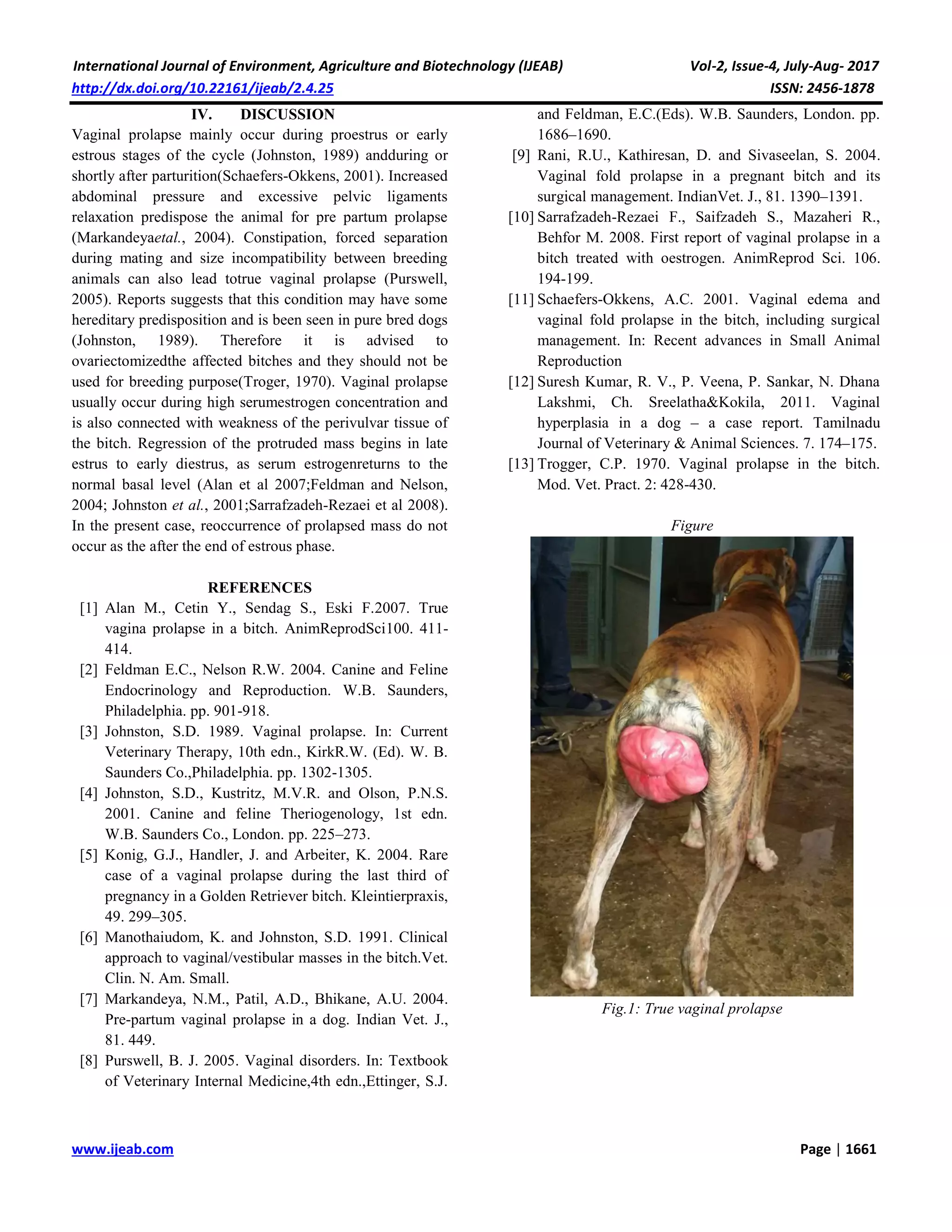 Management of True Vaginal Prolapse in Bitch | PDF