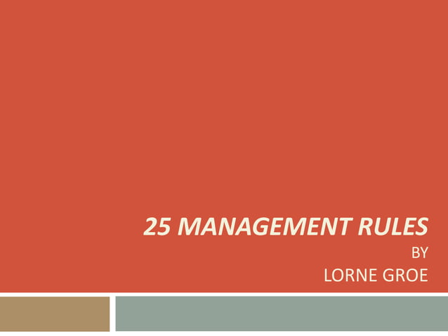 25 Management Rules | PPT