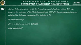 QC101: Parampara Pratishtha Prashnottari | Anushka & Chanya | PPTX