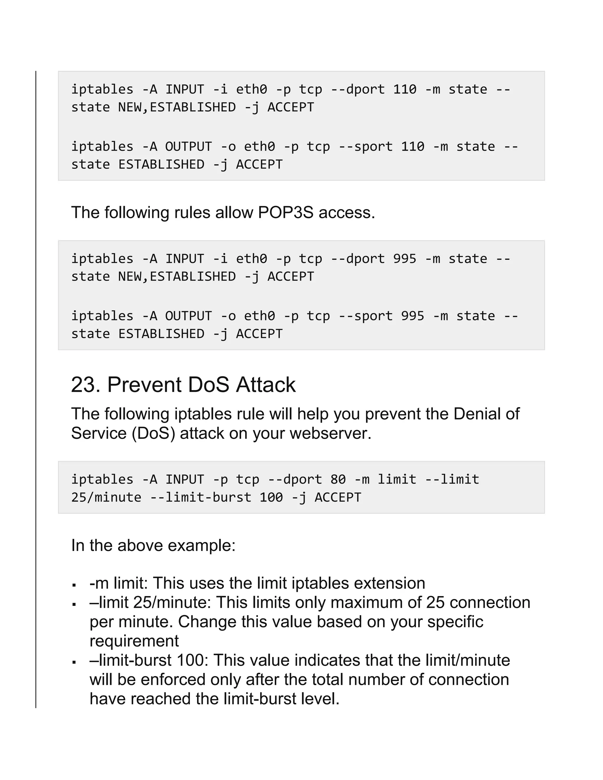 25 most frequently used linux ip tables rules examples | PDF