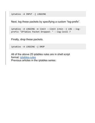 25 most frequently used linux ip tables rules examples | PDF