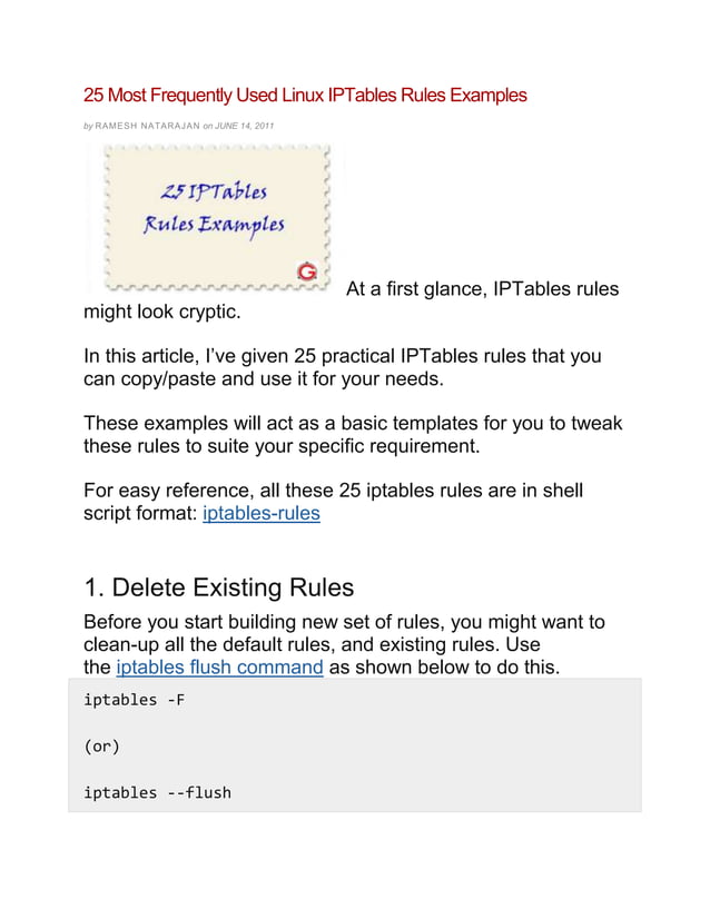 25 most frequently used linux ip tables rules examples | DOCX