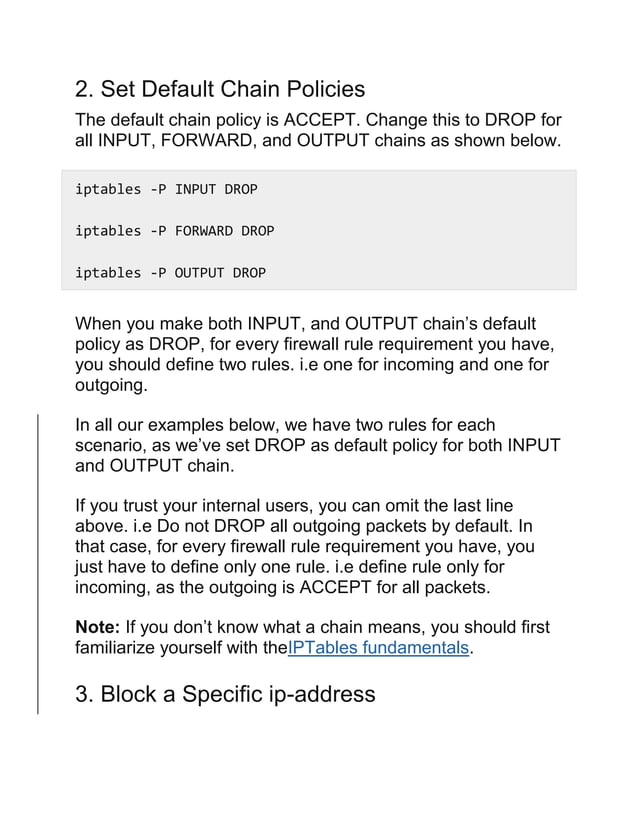 25 most frequently used linux ip tables rules examples | PDF