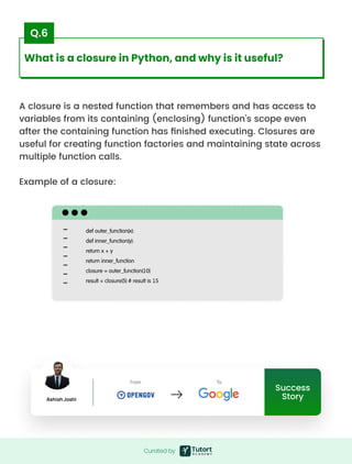 25 must know python for Interview by Tutort Academy | PDF