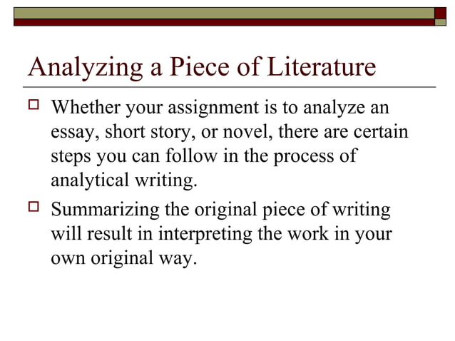 Writing the Analytical Essay | PPT | Fiction | Books and Literature
