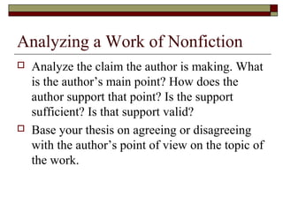 Writing the Analytical Essay | PPT | Fiction | Books and Literature