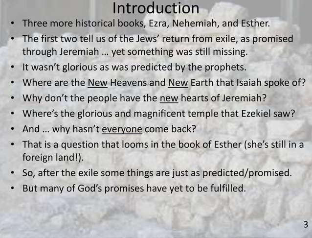 Session 25 Old Testament Overview - Ezra, Nehemiah, and Ester | PPTX ...