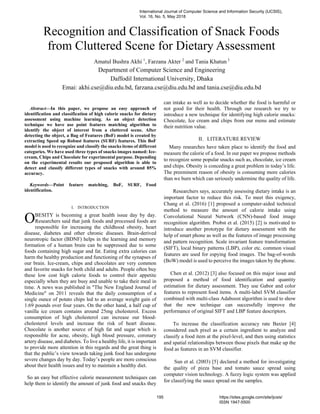 Identification and Recognition of Snack Foods from Cluttered Scene for Dietary Assessment | PDF