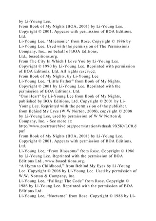 25 poems by Li-Young Lee1. THE WEIGHT OF SWEETNESS2. Early i.docx
