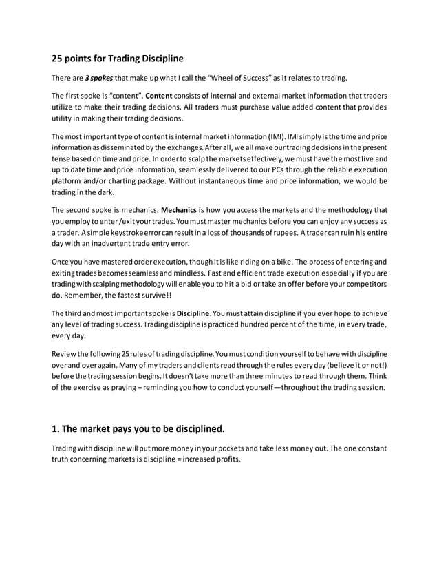 25 points for trading discipline | DOCX | Stocks and Bonds | Personal ...