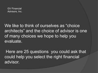 25 Questions For Financial Advisor | PPTX