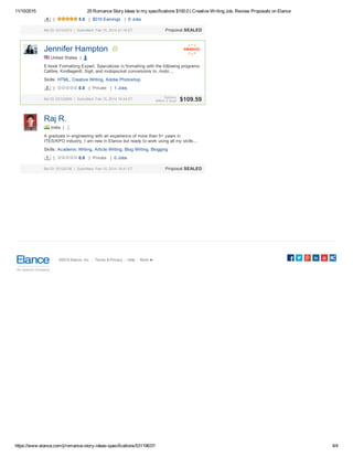 25 romance story ideas to my specifications $100.0 creative writing job ...