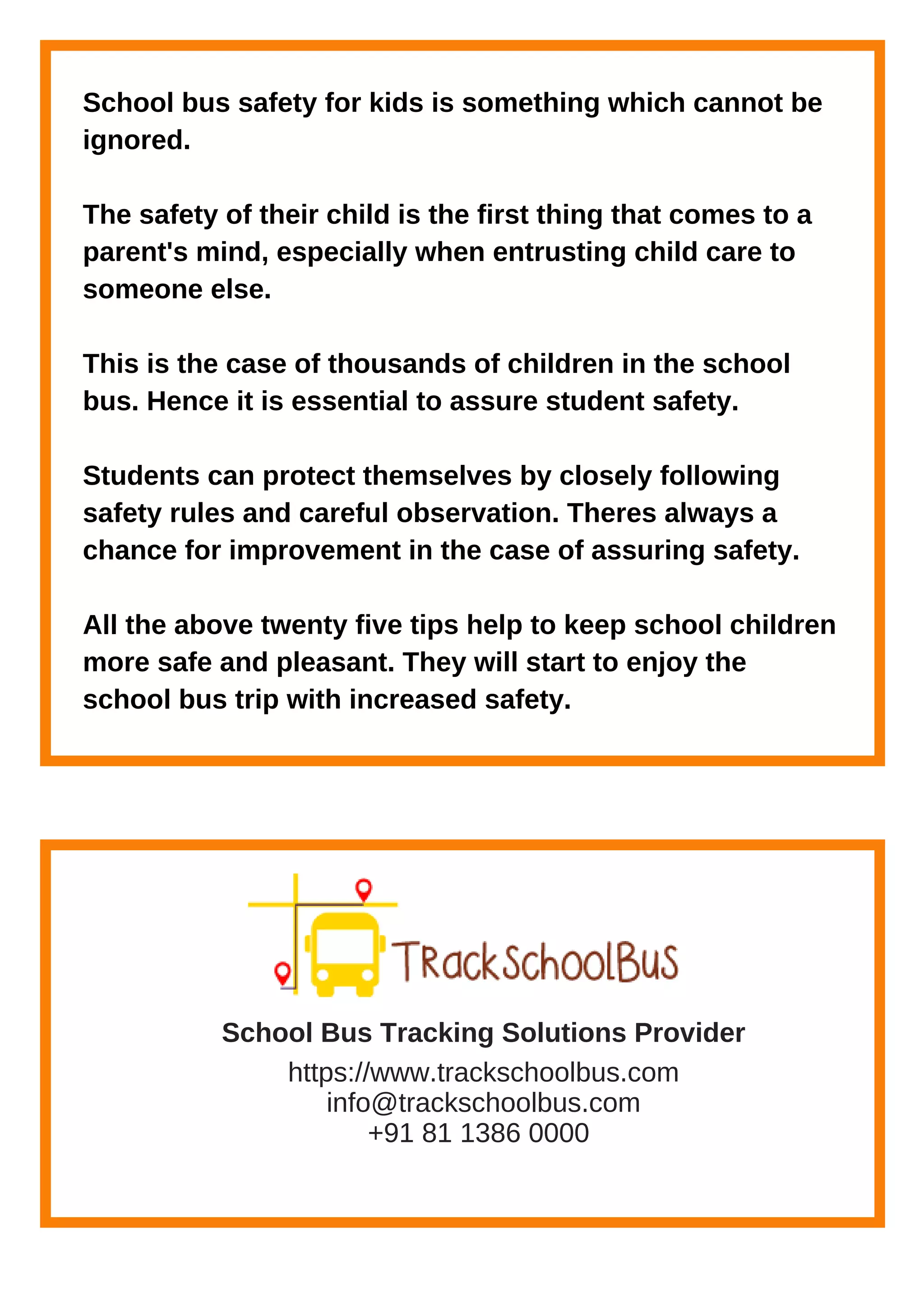 25 School Bus Safety Tips for Kids | PDF | Travel Preparation and ...