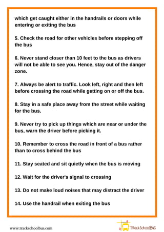 25 School Bus Safety Tips for Kids | PDF | Travel Preparation and ...