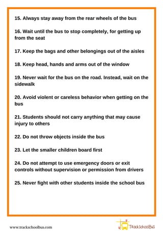 25 School Bus Safety Tips for Kids | PDF | Travel Preparation and ...