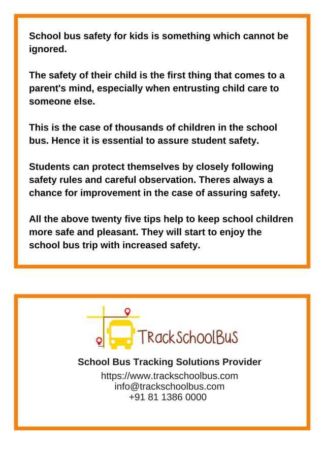 25 School Bus Safety Tips for Kids | PDF | Travel Preparation and ...