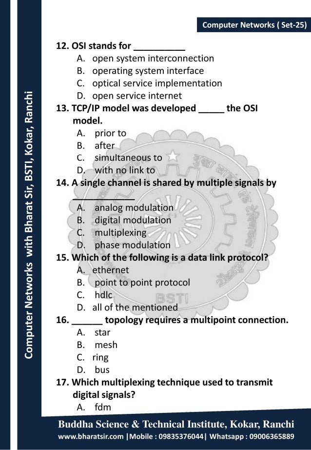 BSTI-BharatSir : Computer Network , Set-25 | PDF | Technology & Computing