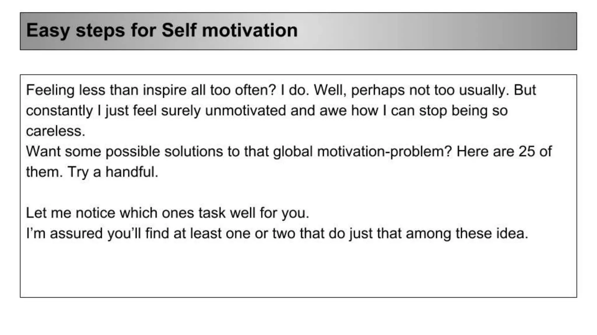 25 simple ways to motivate yourself | PPT