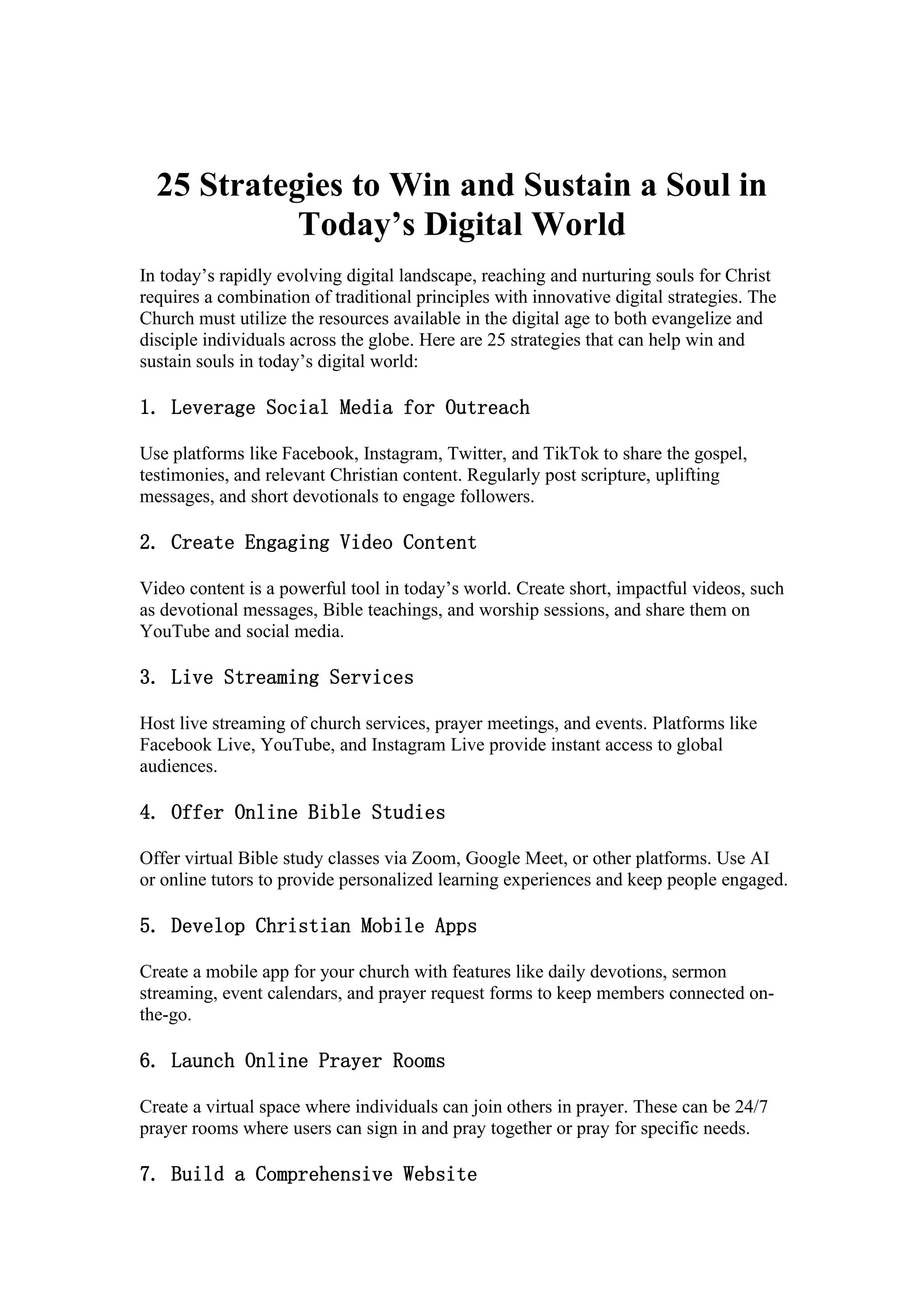 25 Strategies to Win and Sustain a Soul in Today’s Digital World | PDF