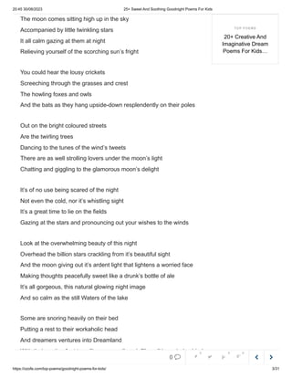 Goodnight Poems For Kids | PDF