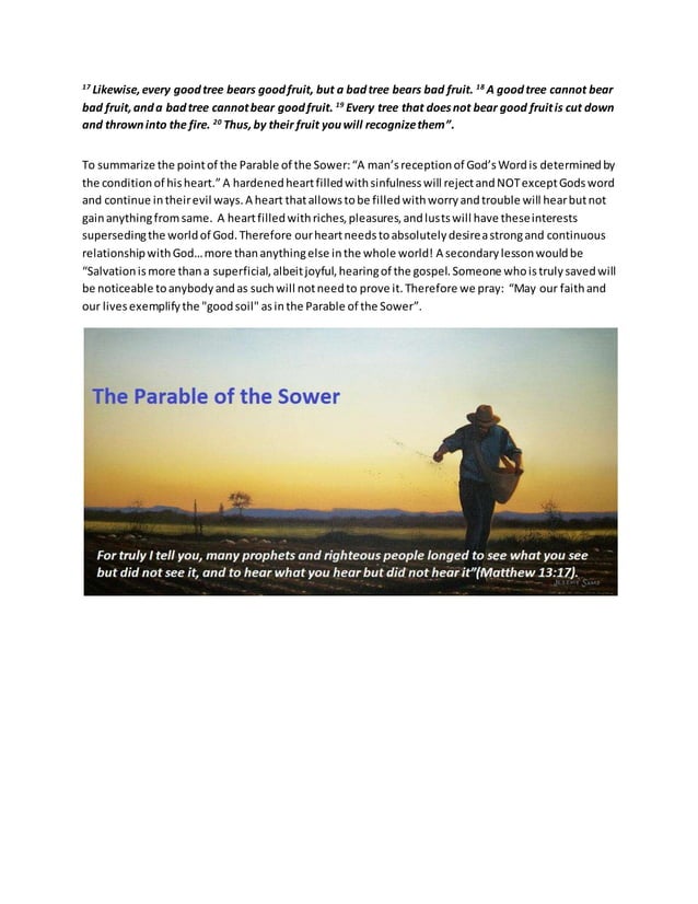 25th August 2016 - The Parable of the Sower | DOCX | Christianity | Religion & Spirituality