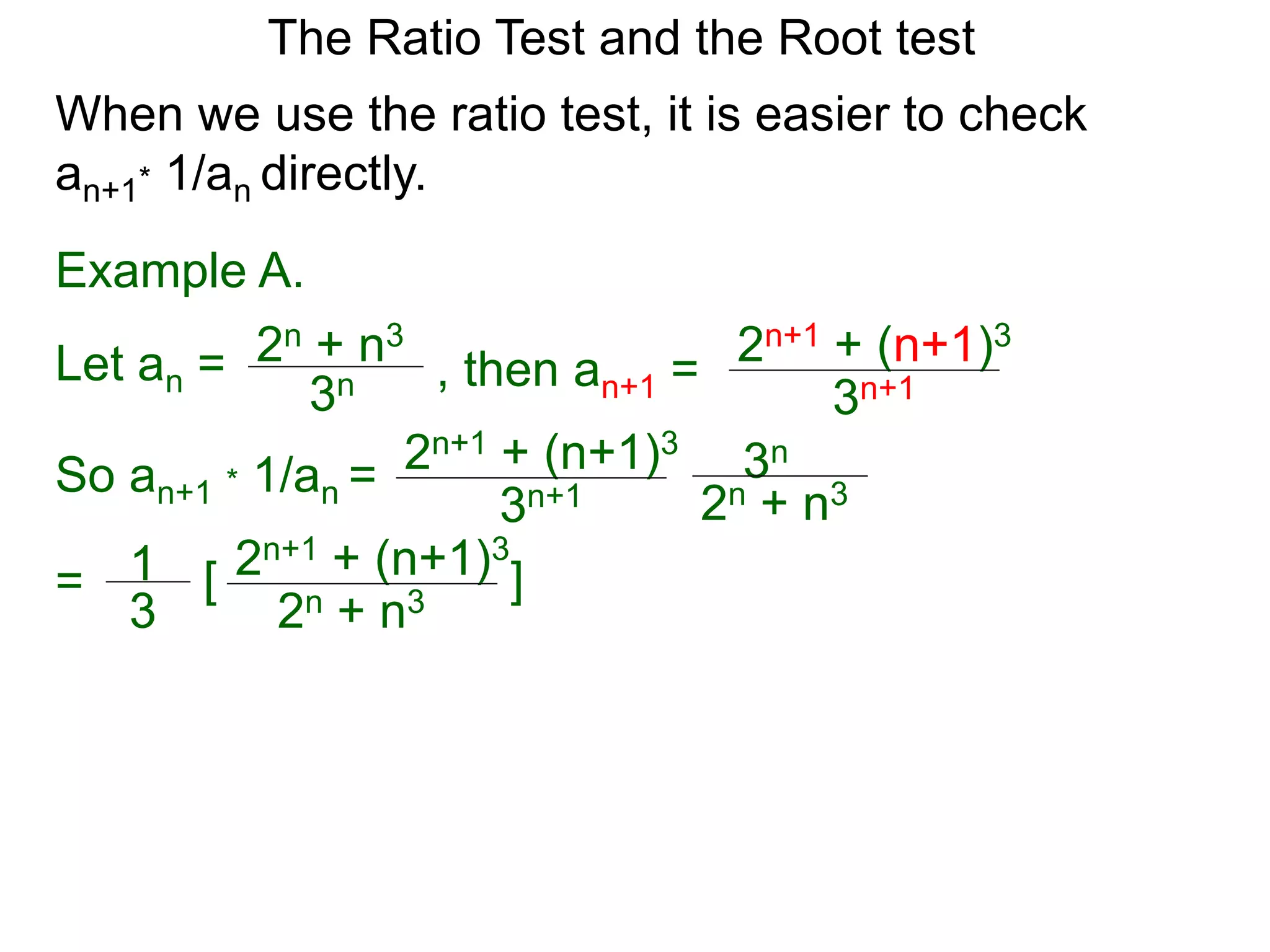 25 the ratio, root, and ratio comparison test x | PPTX