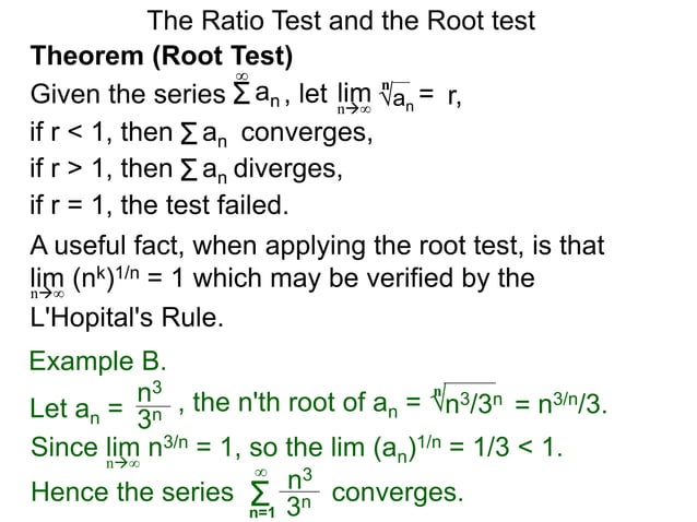 25 the ratio, root, and ratio comparison test x | PPT