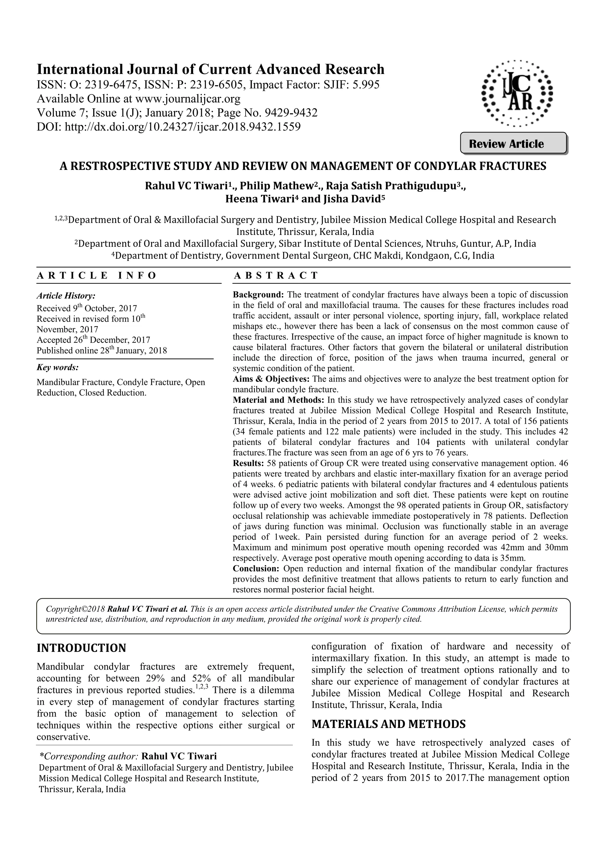 Dr. Rahul VC Tiwari - Fellowship In Orthognathic Surgery - Jubilee ...