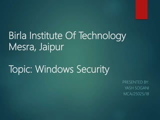Windows Security in Operating System | PPT