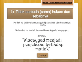 HUKUM LAFADZ MUTLAQ DAN MUQAYYAD | PPTX