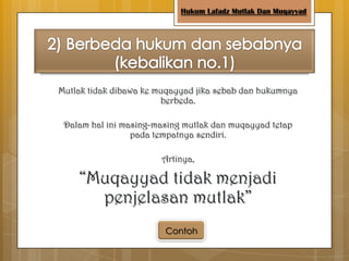 HUKUM LAFADZ MUTLAQ DAN MUQAYYAD | PPTX