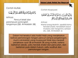 HUKUM LAFADZ MUTLAQ DAN MUQAYYAD | PPTX