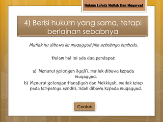 HUKUM LAFADZ MUTLAQ DAN MUQAYYAD | PPTX