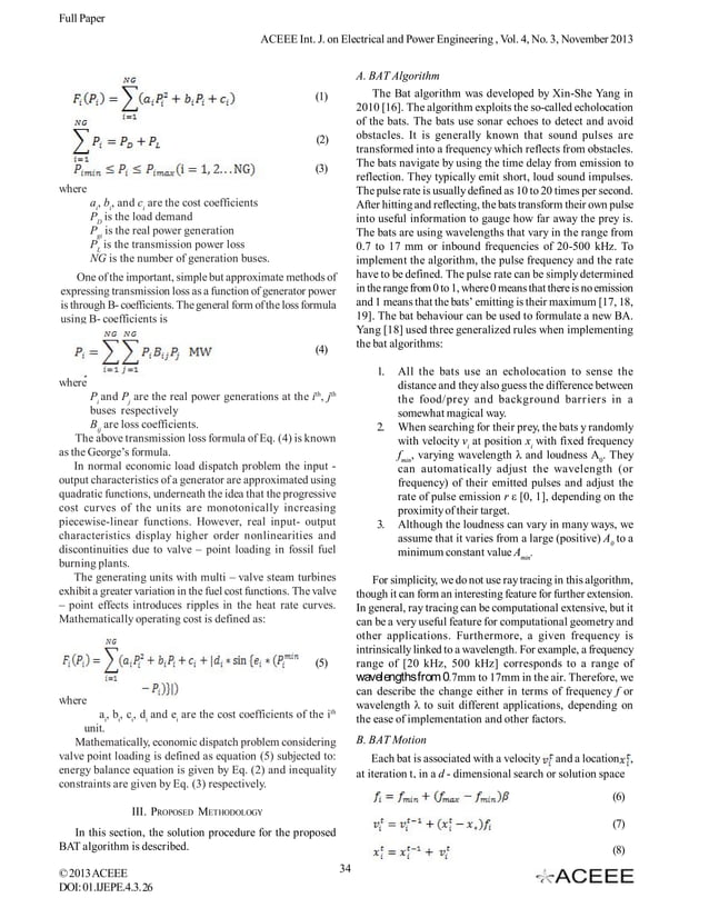 Economic Load Dispatch Problem With Valve Point Effect Using A Binary Bat Algorithm Pdf