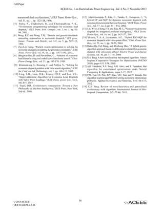 Economic Load Dispatch Problem with Valve – Point Effect Using a Binary Bat Algorithm | PDF