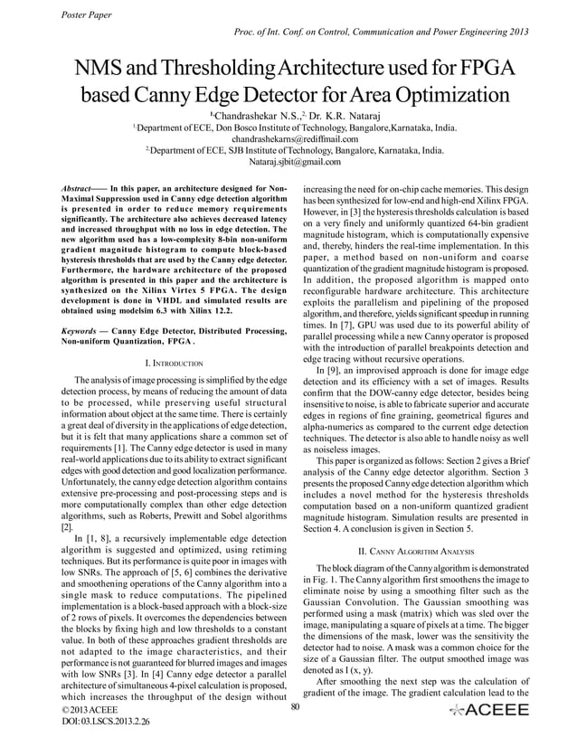NMS and Thresholding Architecture used for FPGA based Canny Edge Detector for Area Optimization ...