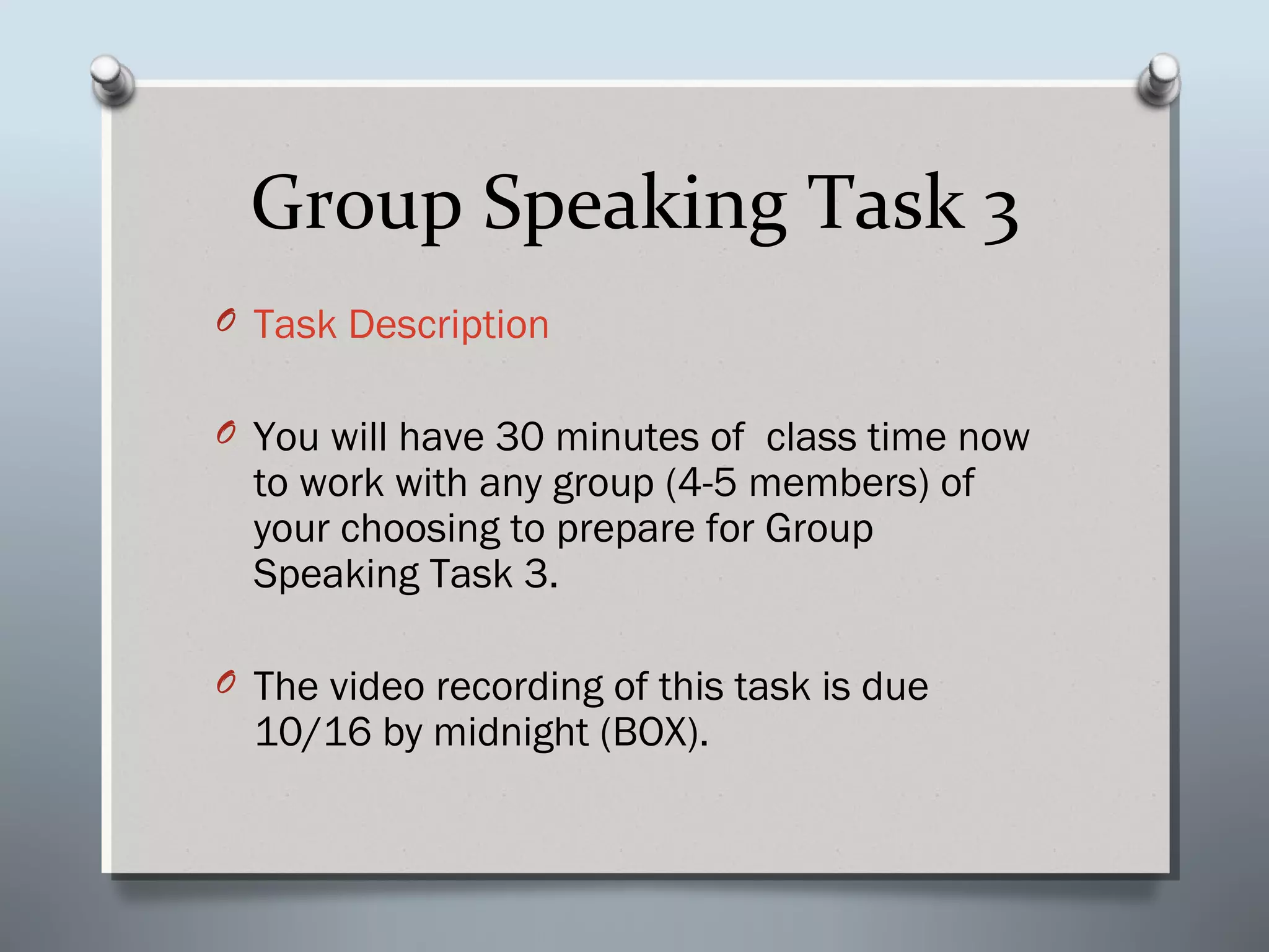 26. group speaking task 3 + interview | PPT
