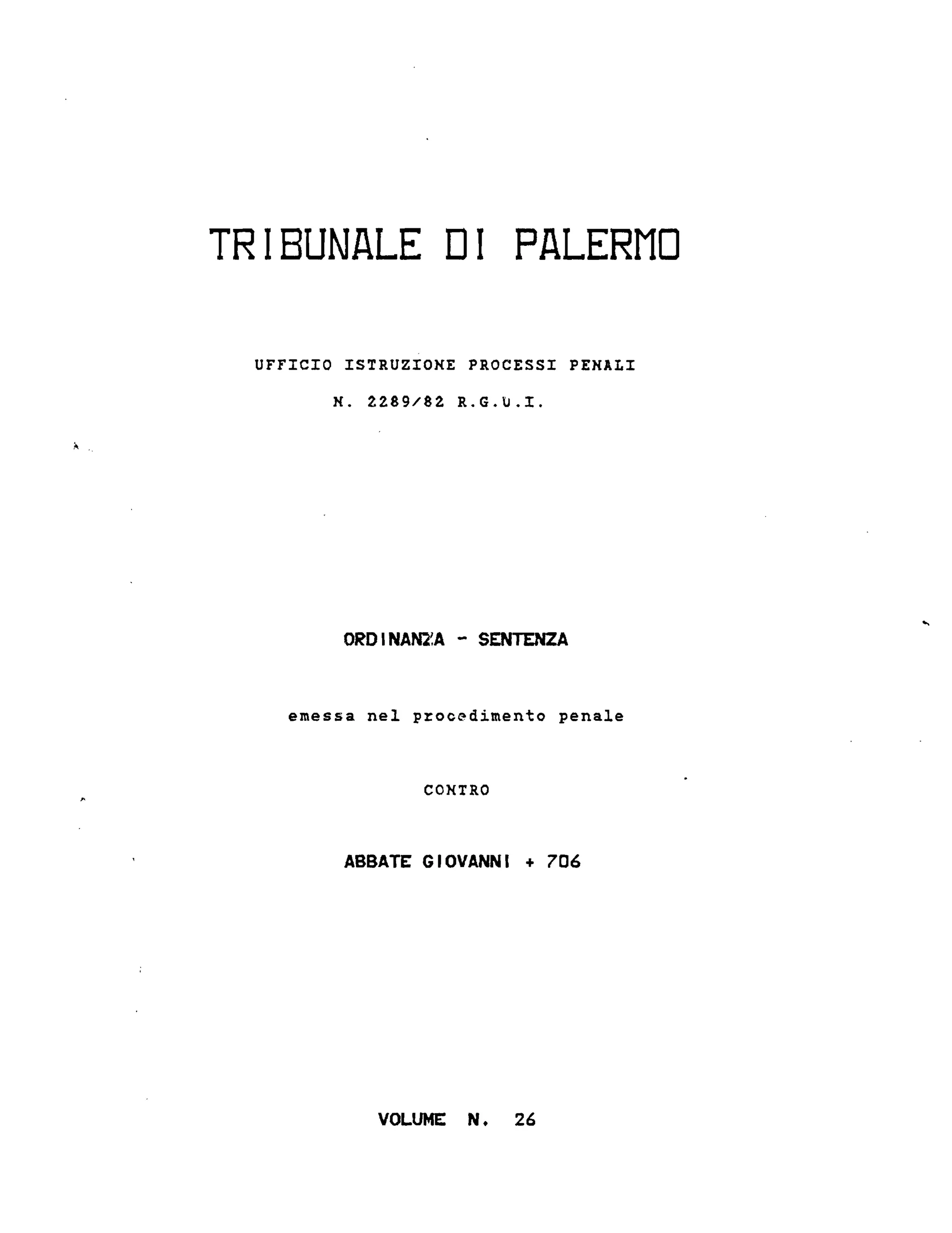 [Maxiprocesso di Palermo, Istruttoria] - Volume 26 | PDF