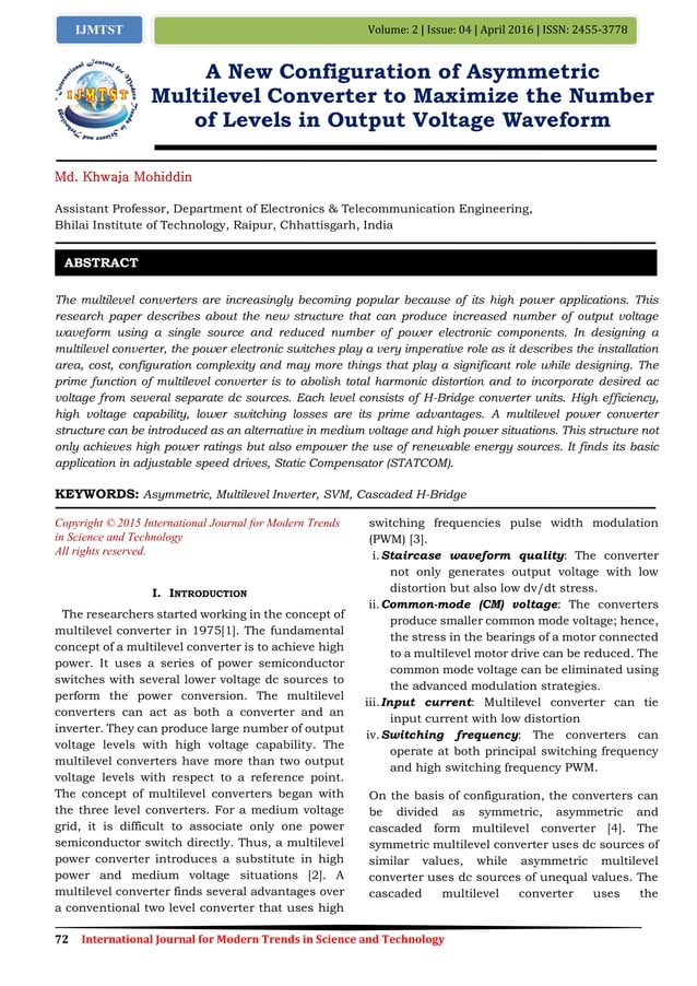 A New Configuration of Asymmetric Multilevel Converter to Maximize the Number of Levels in ...