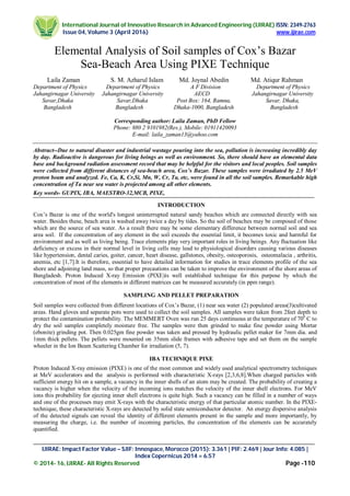 Elemental Analysis of Soil samples of Cox’s Bazar Sea-Beach Area Using PIXE Technique | PDF ...