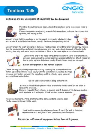 Setting up and pre use checks on oxy gas equipment | PDF