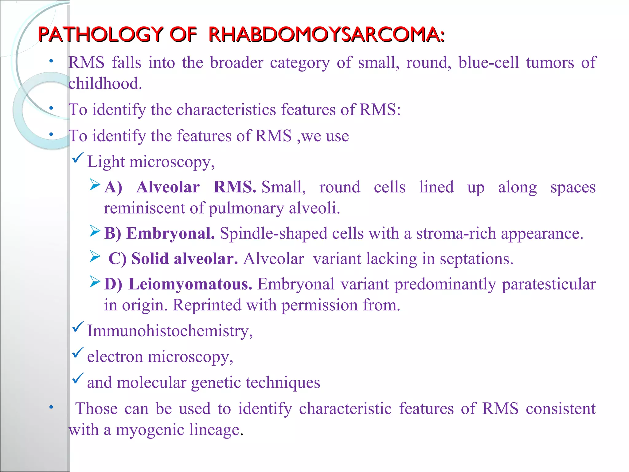RHABDOMYOSARCOMA (MALIGNANT TUMOR) | PPT