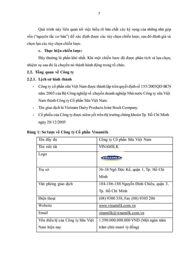 Tiểu luận xây dựng chiến lược kinh doanh của công ty vinamil đến năm 2020_Nhận làm luận văn Miss ...