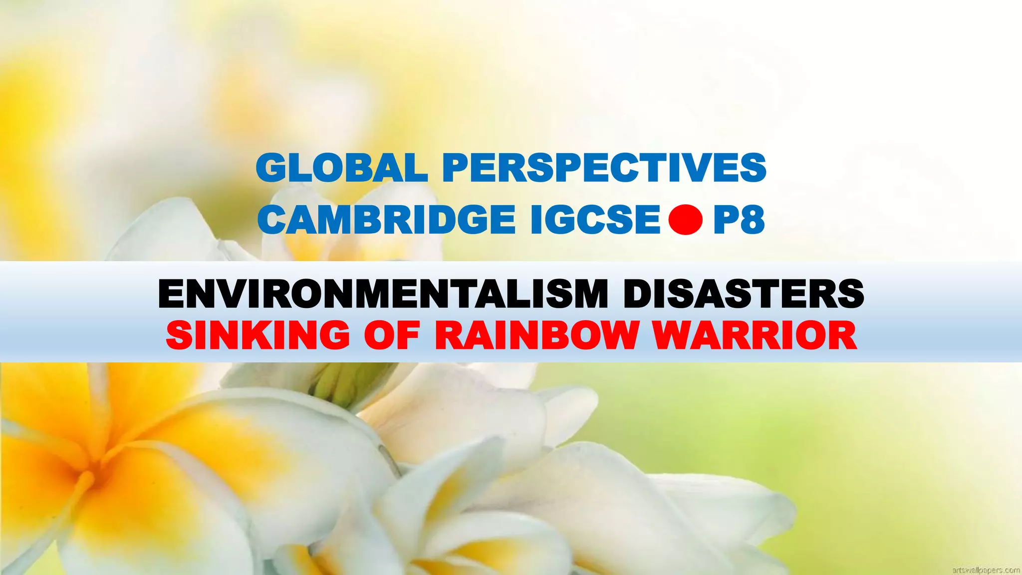 GLOBAL PERSPECTIVE CAMBRIDGE IGCSE: ENVIRONMENTALISM DISASTERS ...